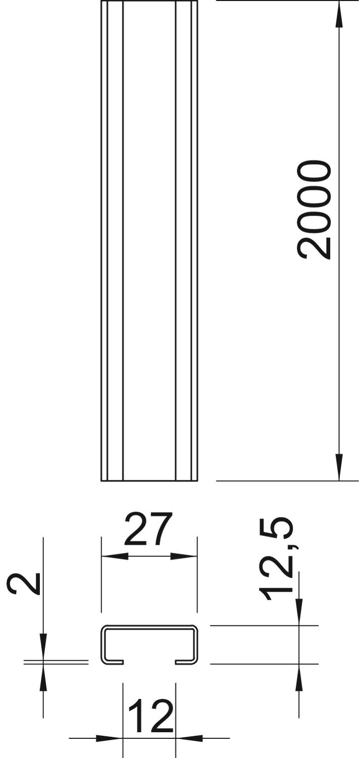 Montažni profil, utor 12 mm, FT, neperforirani | OBO